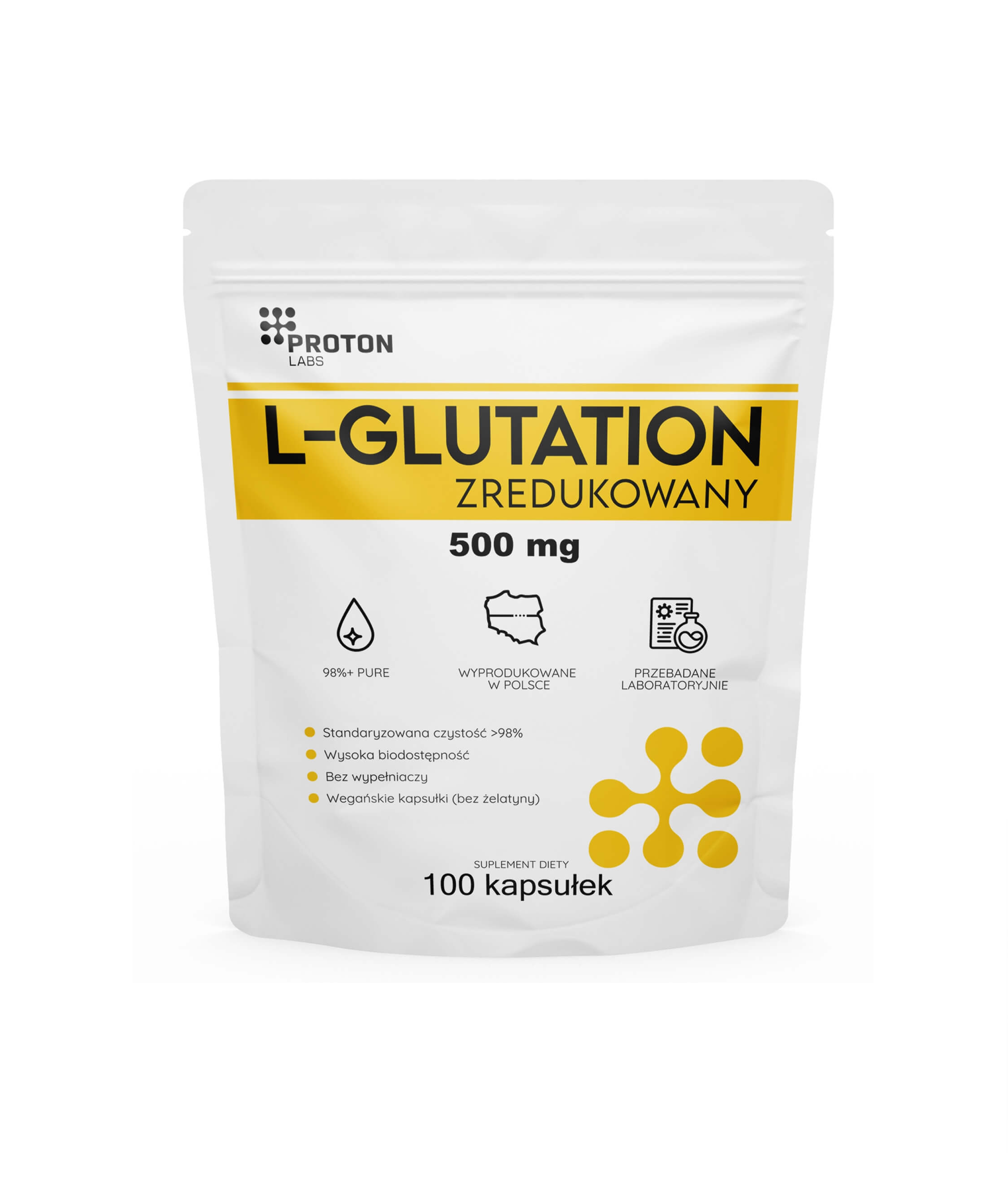L-glutation zredukowany 98%+ PURE 500 mg 100 kaps – Proton Labs