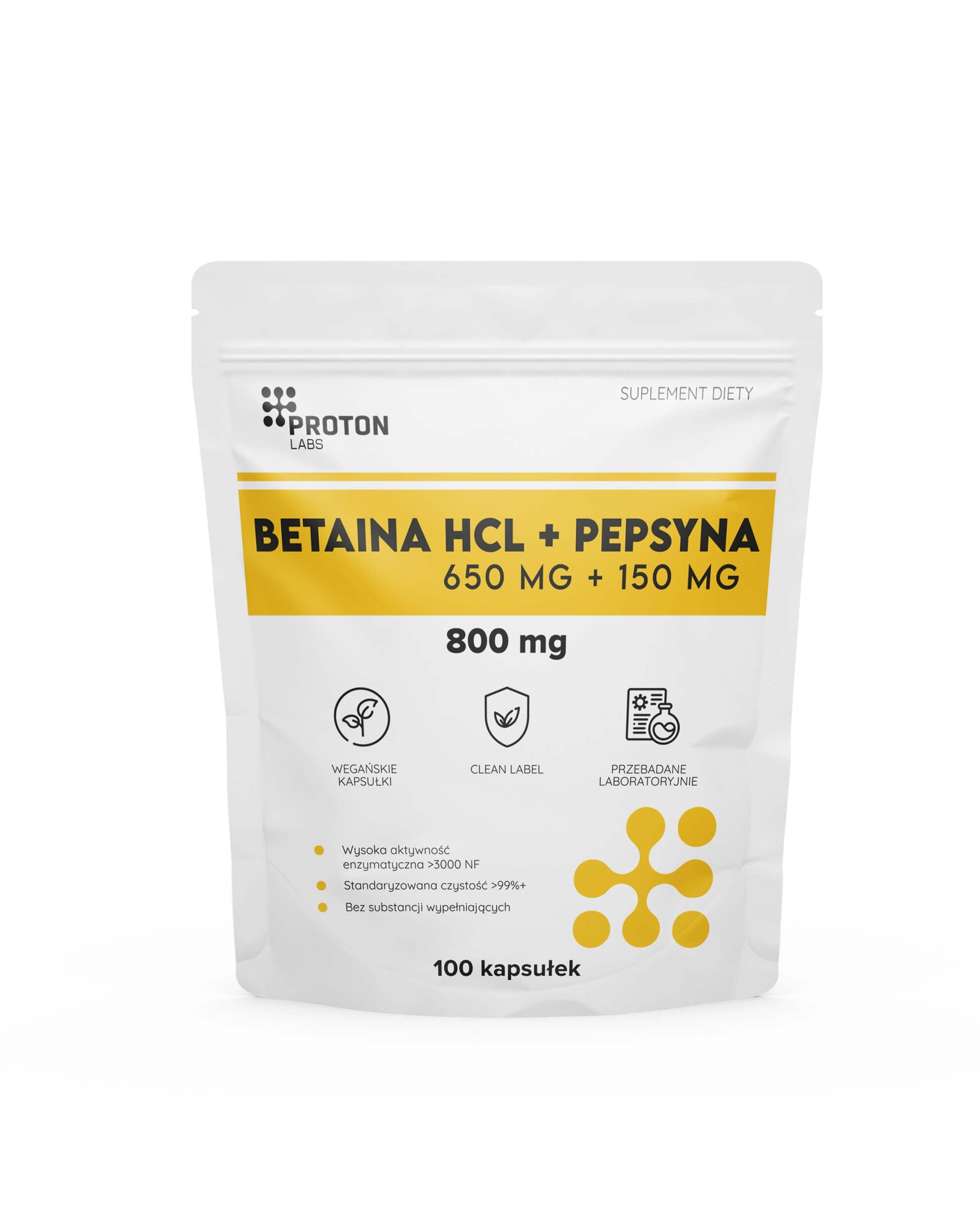 Betaina HCL + Pepsyna 800 mg 100 kapsułek TRAWIENIE | Proton Labs
