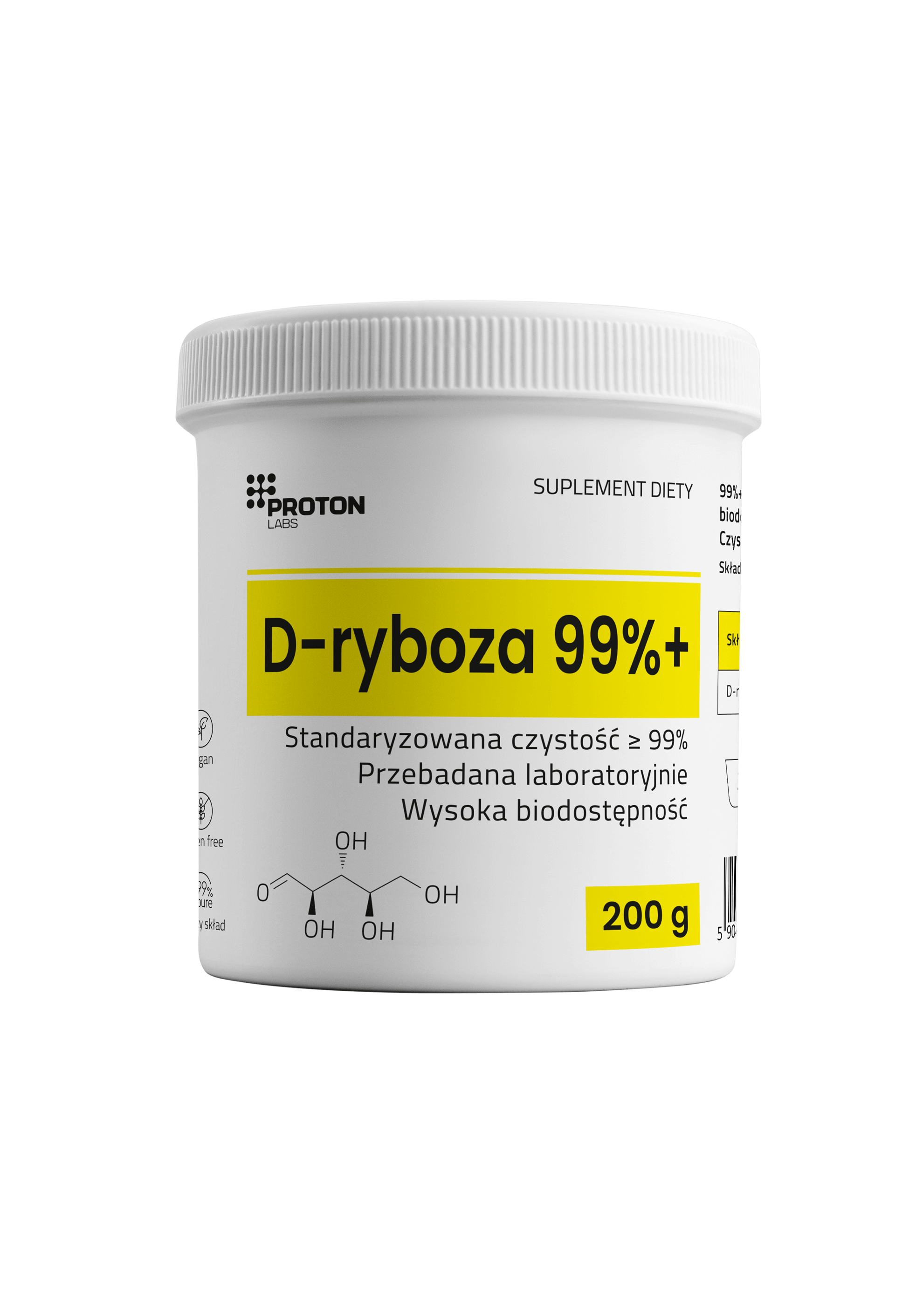 D-RYBOZA stand. 99%+ PURE 200g Proszek Słodzik KETO ENERGIA ATP ...